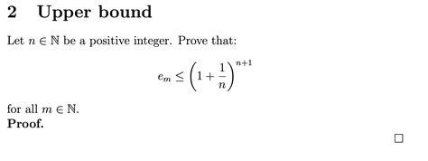 Solved Let N ∈ N Be A Positive Integer Prove That Em ≤ 1