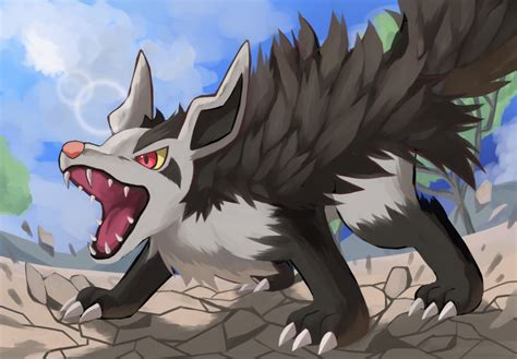 Jira Ziraiya26 Mightyena Nintendo Pokemon Commentary Request Highres Claws Cloud