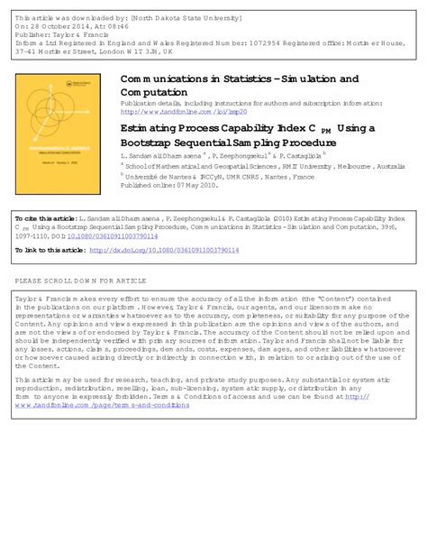 Pdf Estimating Process Capability Index C Pm Using A Bootstrap