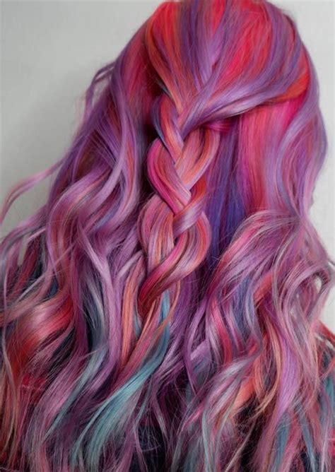 Types Of Hair Chalks Temporary Hair Dyes Rainbow Hair Haircolor Natural Braided Hairstyles