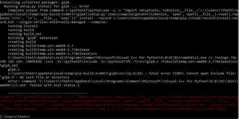 python 2 7 error while installing glpk on windows 10 64 bit stack