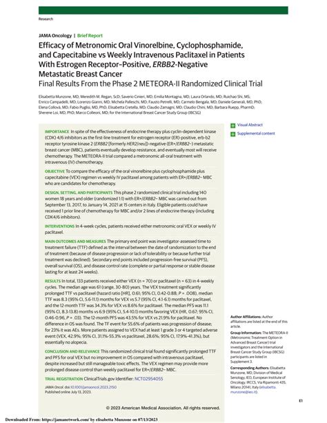 Pdf Efficacy Of Metronomic Oral Vinorelbine Cyclophosphamide And Capecitabine Vs Weekly