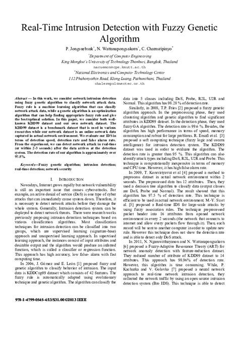 Pdf Real Time Intrusion Detection With Fuzzy Genetic Algorithm