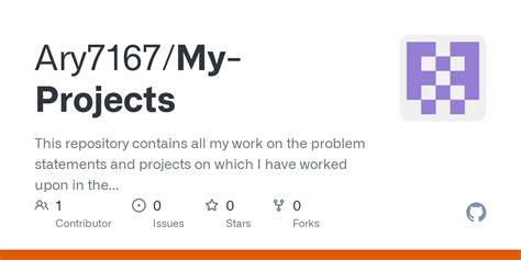 Github Ary My Projects This Repository Contains All My Work On The Problem Statements And