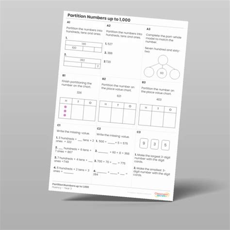 Year 3 Partition Numbers Up To 1 000 Varied Fluency Resource