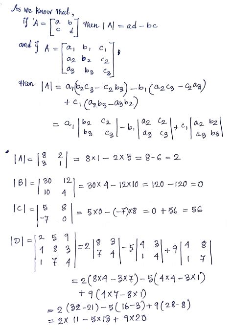 [solved] Exercises On Determinants Minors Cofactors And Matrix Inverse Course Hero