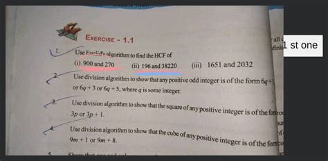 exercise 1 1use euclid s algorithm to find the hcf of i 900 and 270