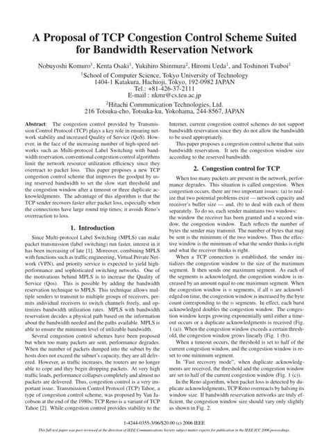 Pdf A Proposal Of Tcp Congestion Control Scheme Suited For Bandwidth