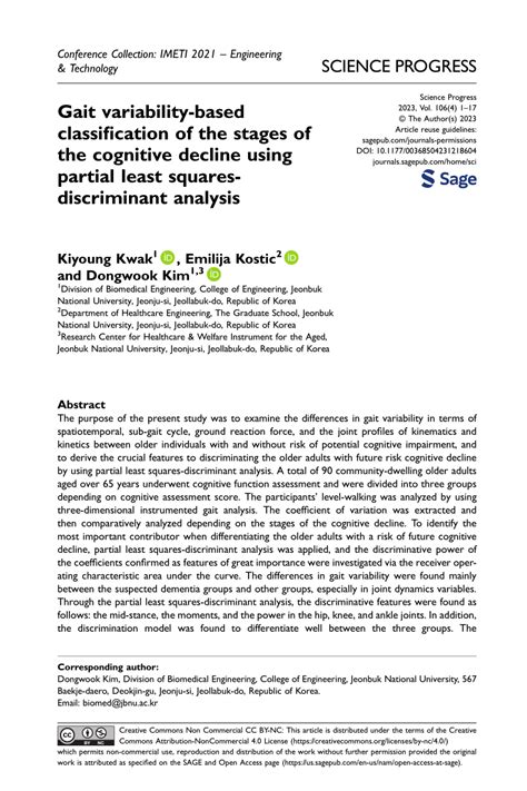Pdf Gait Variability Based Classification Of The Stages Of The
