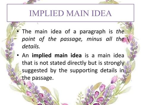 Implied Main Idea Ppt