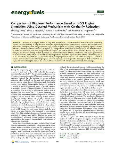 Pdf Comparison Of Performances For Diesel Fuels And Biodiesel In Hcci Engine Using Detailed