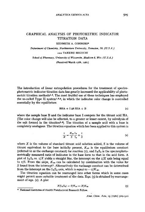 Pdf Graphical Analysis Of Photometric Indicator Titration Data