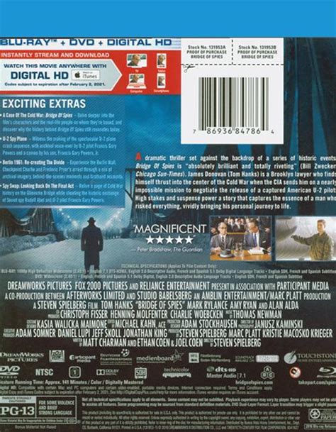 Bridge Of Spies Blu Ray Dvd Ultraviolet Blu Ray 2015 Dvd Empire