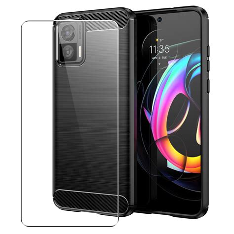 Sdtek Carbon Case For Motorola Moto Edge Neo Phone Cover And Glass Screen Protector