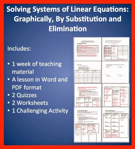 The Best Of Teacher Entrepreneurs Solving Linear Systems By Graphing Substitution And Elimination