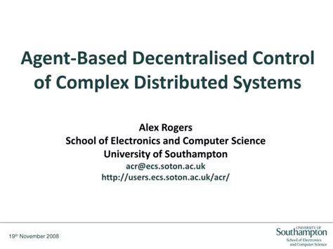 Ppt Agent Based Decentralised Control Of Complex Distributed Systems
