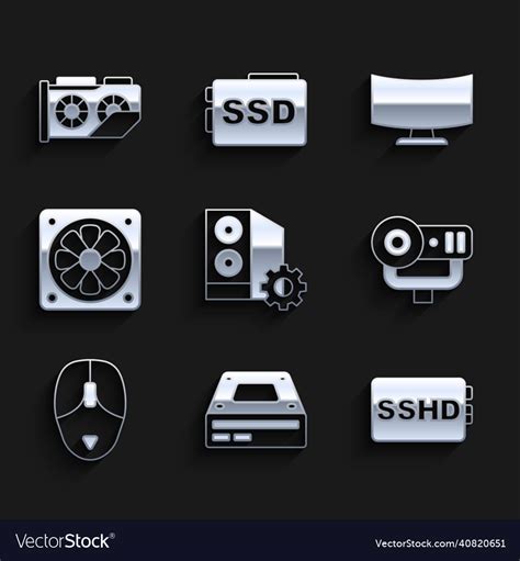 Set Case Of Computer Optical Disc Drive Sshd Vector Image