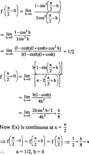 if f x { 1 sin 3x 3cos 2x x π 2 is continuous at x π 2