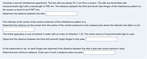 Solved Consider A Two Slit Interference Experiment The Two