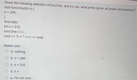 Solved Given The Following Definition Of Funcone And Its
