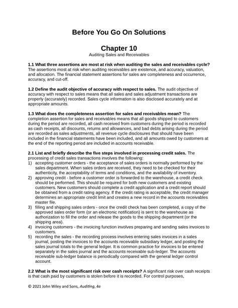 Chapter 10 Summary Notes Before You Go On Solutions Chapter 10