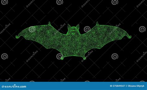 3d Bat On Black Bg Object Dissolved Green Flickering Particles Business Advertising Backdrop