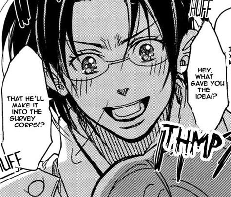 An Anime Character With Long Hair And Glasses Smiling At The Camera While Talking To Someone