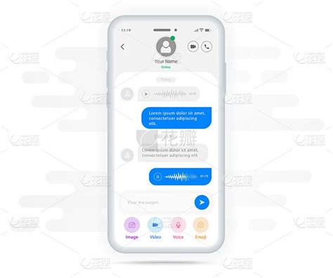 聊天ui应用设计理念，社交网络messenger通信服务屏幕模板，手机实时聊天框，智能手机在线应用屏素材 花瓣网