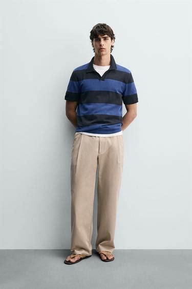 Striped Jacquard Knit Polo Shirt Striped Zara India