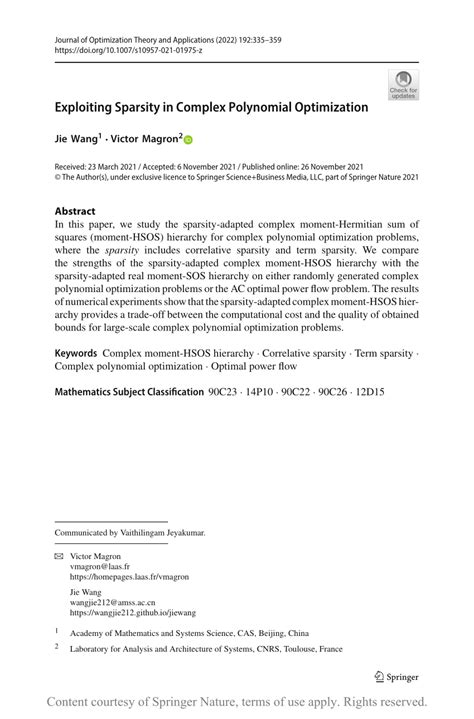 exploiting sparsity in complex polynomial optimization request pdf