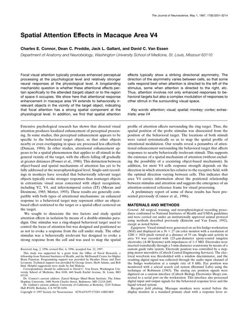 Pdf Spatial Attention Effects In Macaque Area V4