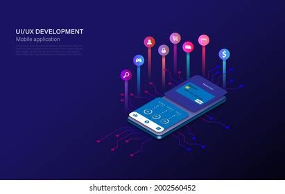 Mobile App Development Vector Illustration Isometric Stock Vector Royalty Free