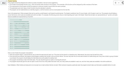 Solved Please Help Complete Theater Seating Program In C Chegg