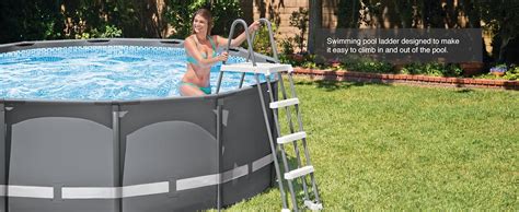 Intex 28076e Deluxe Pool Ladder With Removable Steps For Intex Pools With Wall