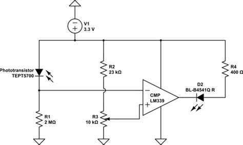 Led Making A Light Detector Using A Phototransistor And An Open Drain