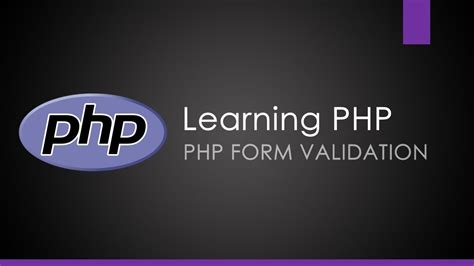 Learning Php Form Validation Youtube