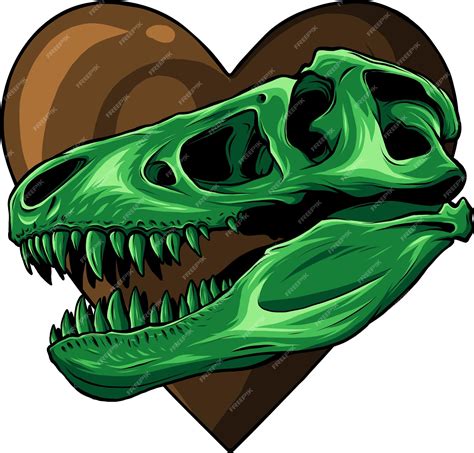 Premium Vector Dinosaur Skull Drawing Of Trex Skull In The Heart
