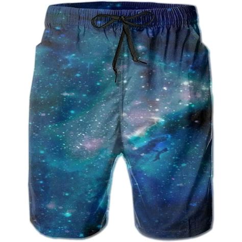 Mens Galaxy Nebula Space Swim Trunks Beach Board Shorts Quick Dry
