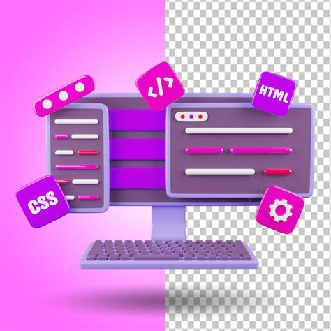 premium psd web design development and coding concept 3d render