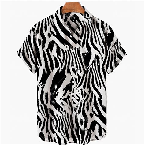 Лятна нова мъжка риза с 3d принт с къси ръкави на тигър Винтидж риза с големи размери за мъже