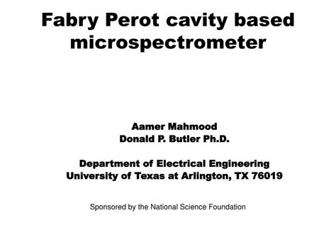 Ppt Fabry Perot Cavity Based Microspectrometer Powerpoint Presentation Id 5048670