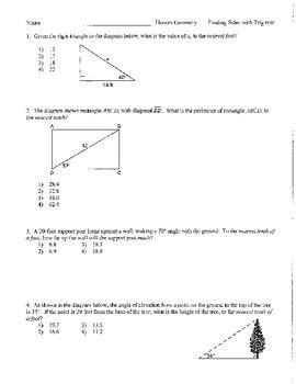 Finding Sides Of A Triangle Using Trig Editable Lesson And Homework With Keys