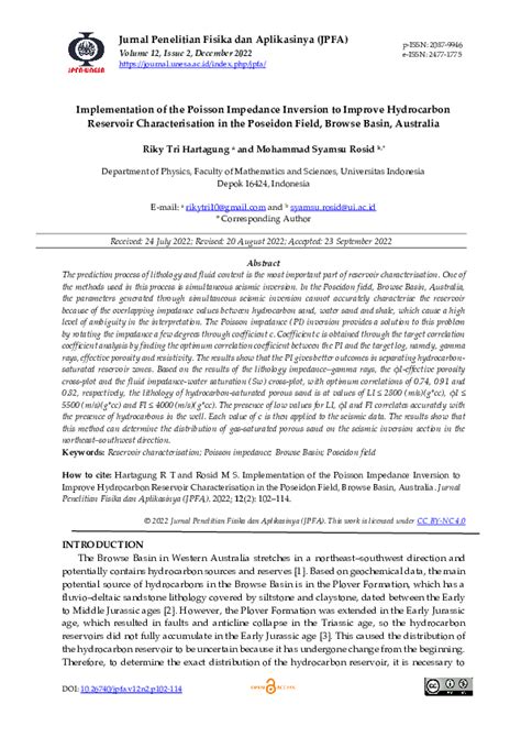 Pdf Implementation Of The Poisson Impedance Inversion To Improve