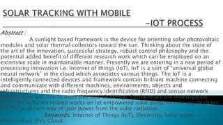 Solar Tracking With Mobile PPT