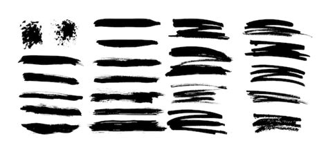 그런 지 페인트 브러쉬 세트 벡터 브러시 스트로크 더러운 디자인 요소 프리미엄 벡터