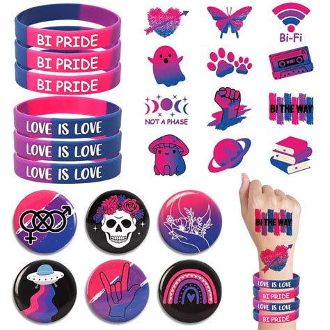 Sinasasspel 24 Pcs Pride Month Decorations 6 Bisexual Badge Pins