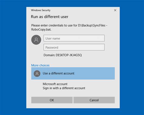 show “run as different user” command in windows 10 start screen