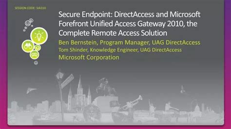 ppt secure endpoint directaccess and microsoft forefront unified