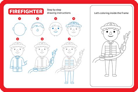 How To Draw Firefighter Profession Tutorial Vector Vector Art At Vecteezy