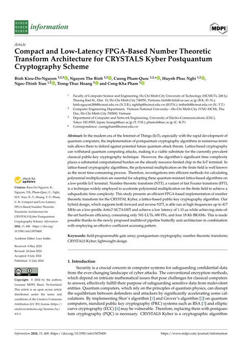 PDF Compact And Low Latency FPGA Based Number Theoretic Transform